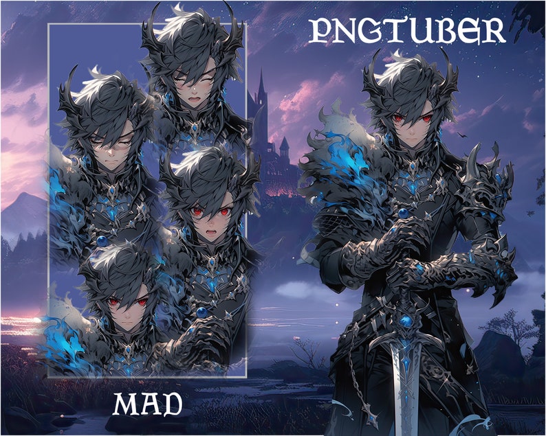 PNGTUBER - Knight - Vtuber - 5 Expressions - Premade - Male - Streamer ...
