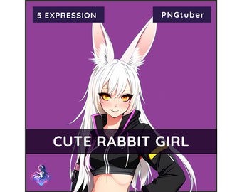 PNGTUBER Cute Goth Girl Vtuber 5 Expressions Premade Female Streamer ...