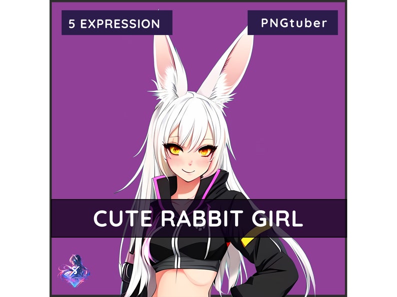 PNGTUBER - Cute Bunny Girl - Vtuber - 5 Expressions - Premade ...