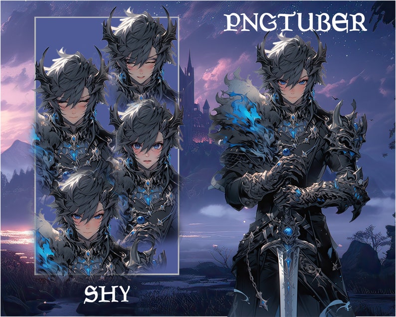 PNGTUBER - Knight - Vtuber - 5 Expressions - Premade - Male - Streamer ...