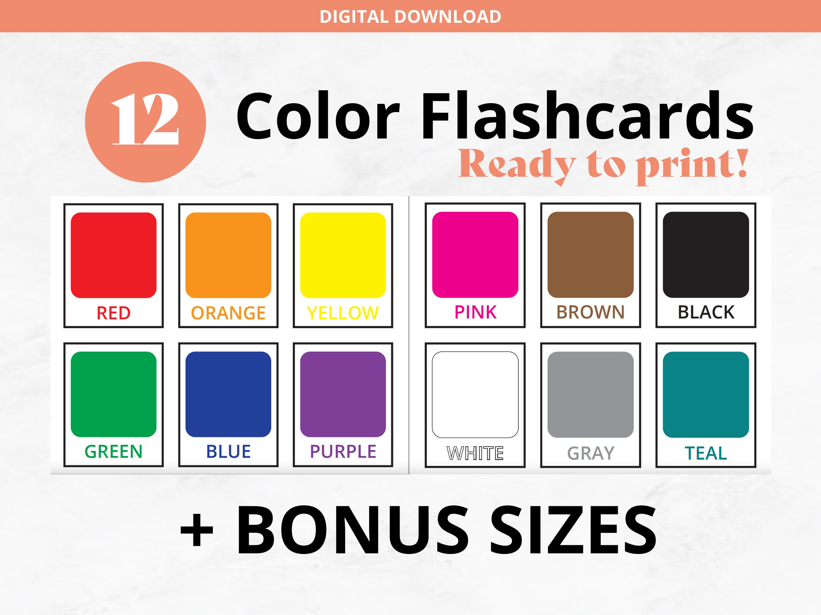 12 Color Flashcards, Preschool Materials, Homeschool Printables ...