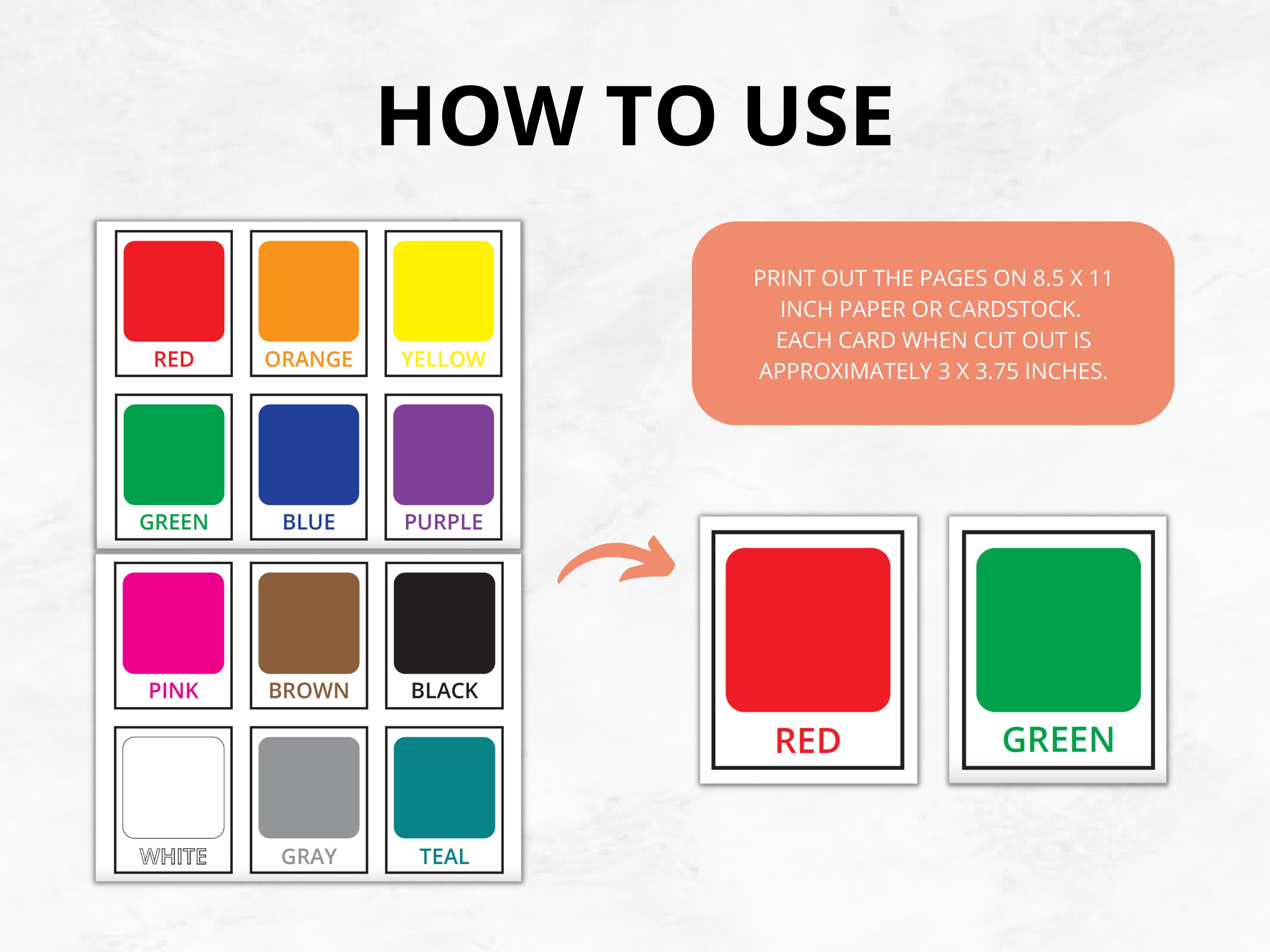 12 Color Flashcards, Preschool Materials, Homeschool Printables ...