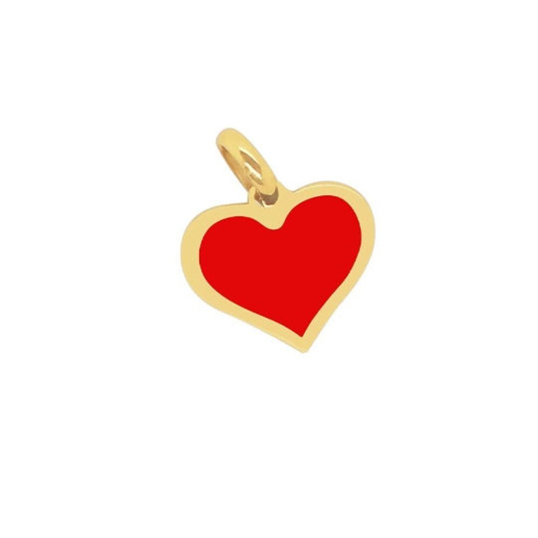 Coral Heart Charm 14K Italian Gold Red Heart Charm Coral Heart - Etsy