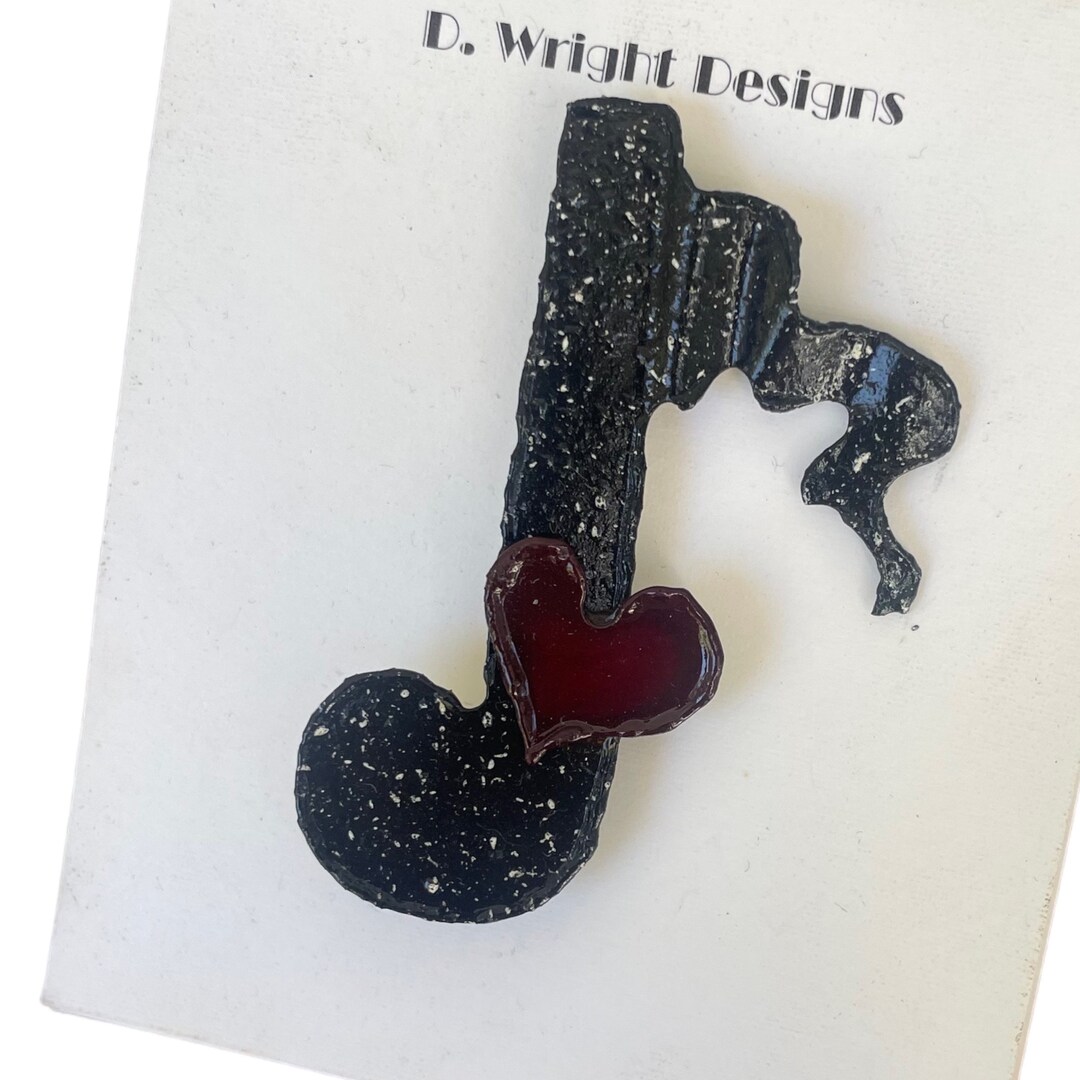 Wright Designs by David Wright VTG Metal Art Musical Note Pin/ Brooch ...