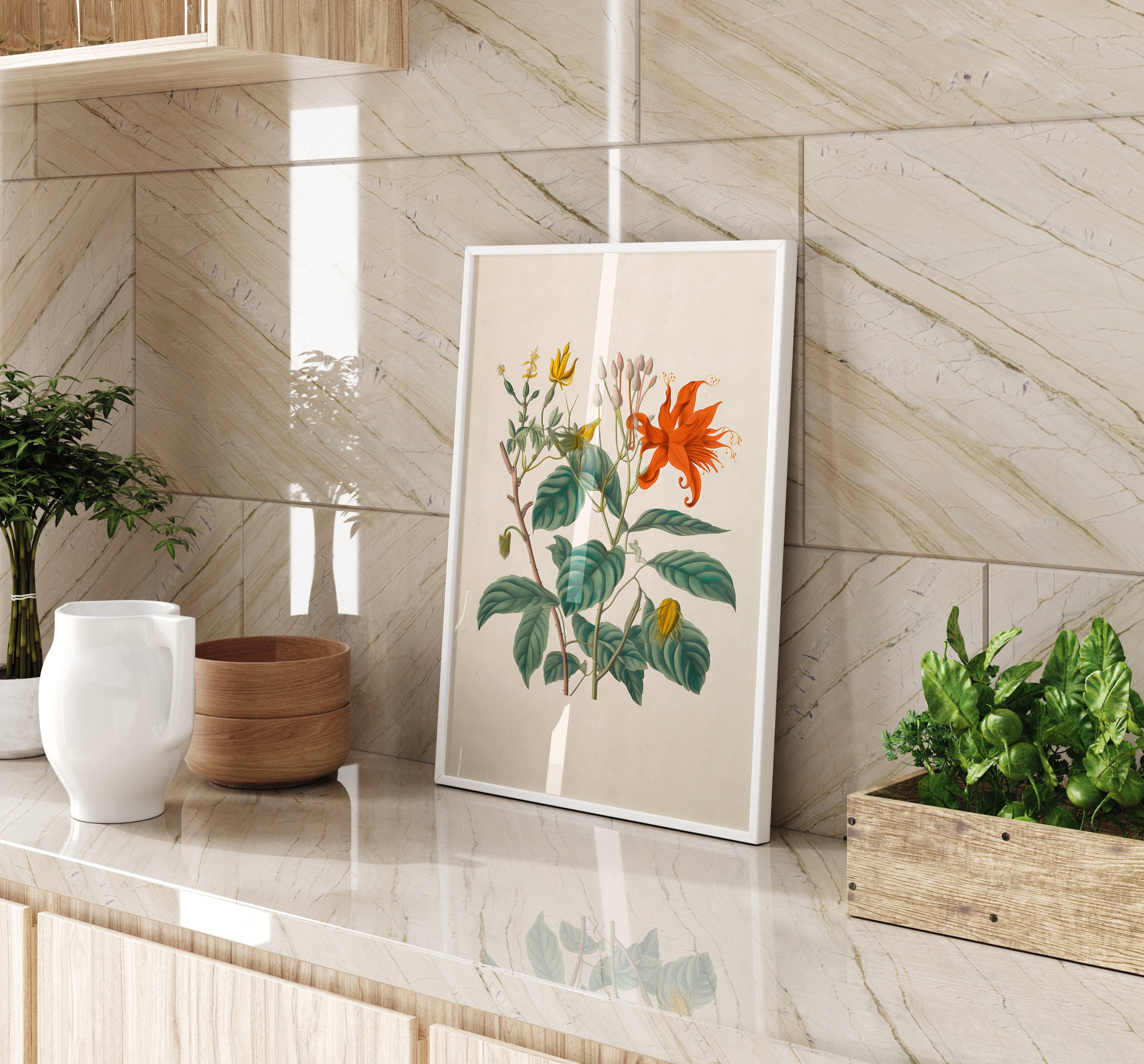 Vintage Flower Print Green Floral Botanical Wall Art PRINTABLE DIGITAL ...