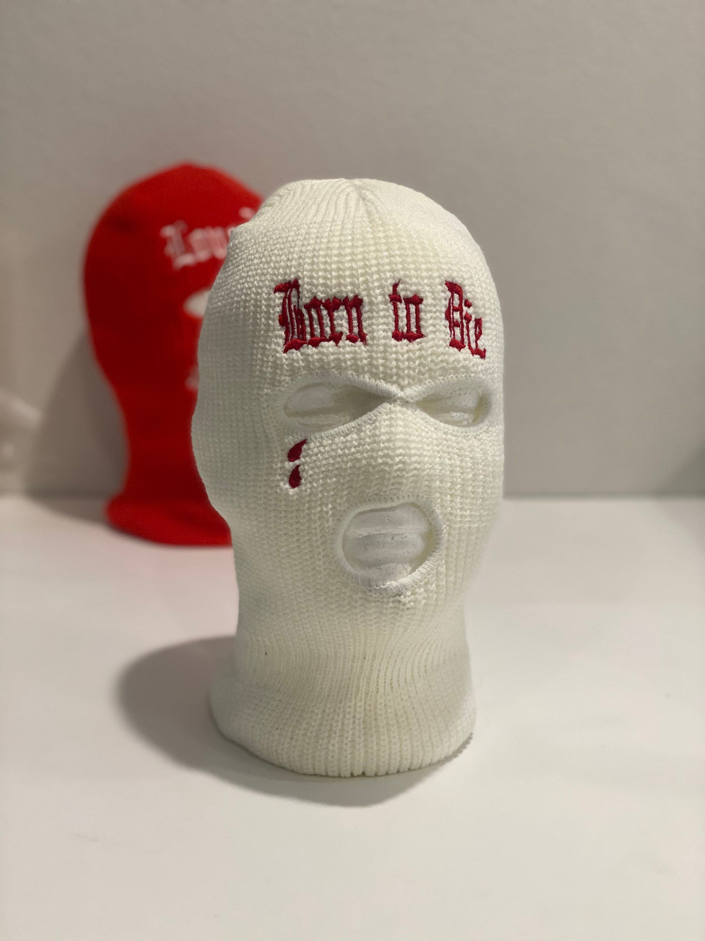 Born to Die Ski Mask| White Balaclava| Custom Ski Mask| Tear Drops| 3 ...