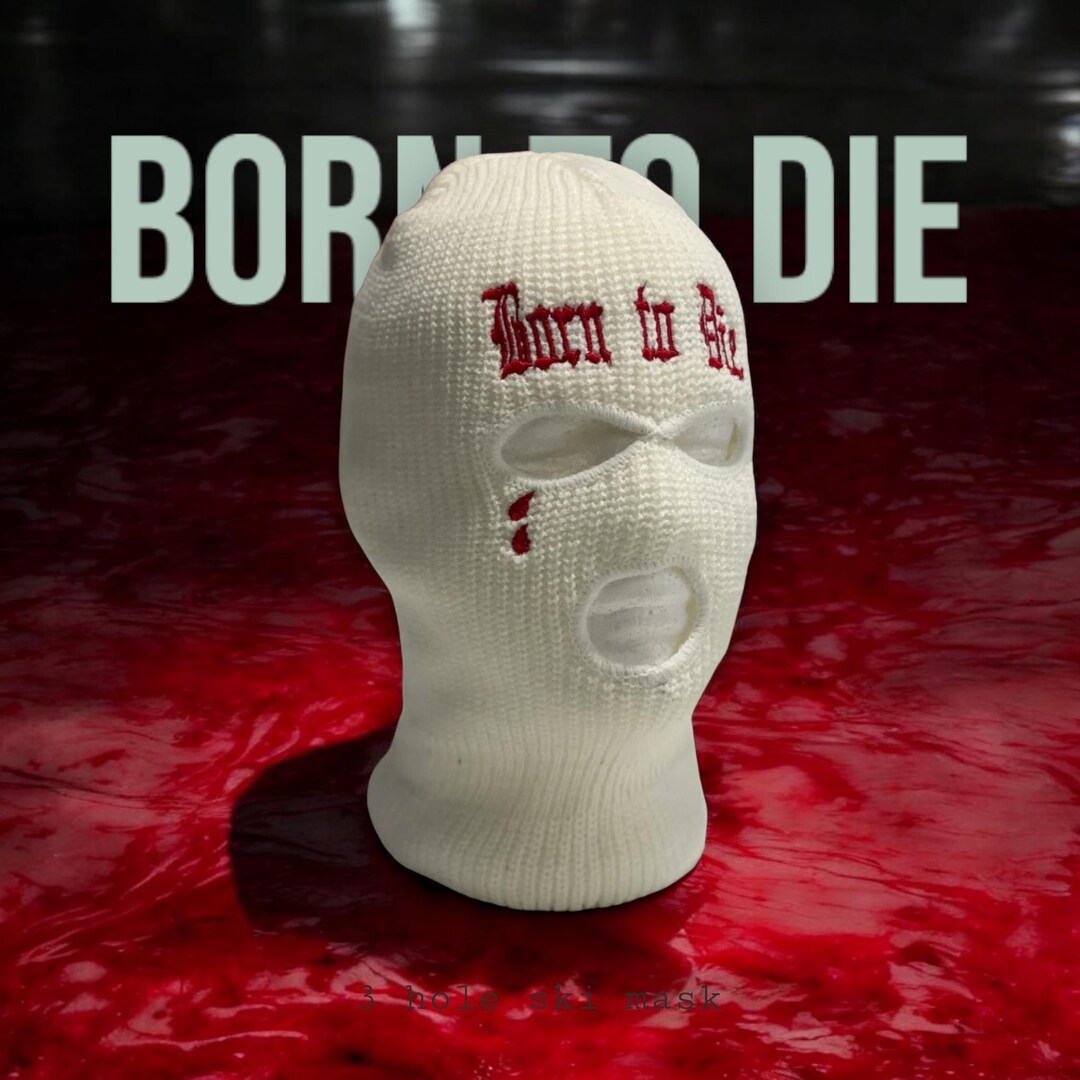 Born to Die Ski Mask| White Balaclava| Custom Ski Mask| Tear Drops| 3 ...