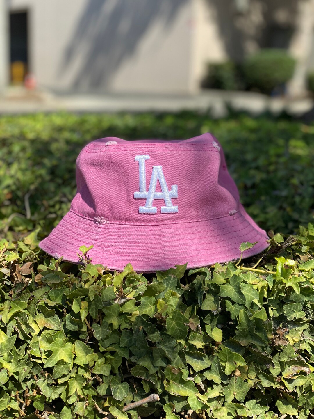 Light Pink Distressed Dodgers Los Angeles Hat Light Pink Bucket Hat Los ...