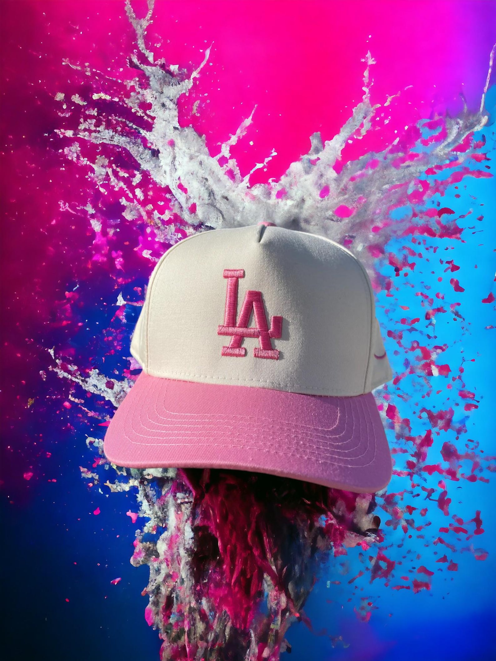 Pink LA Snapack Gift for Girlfriend Light Pink and Cream Snapback Los ...