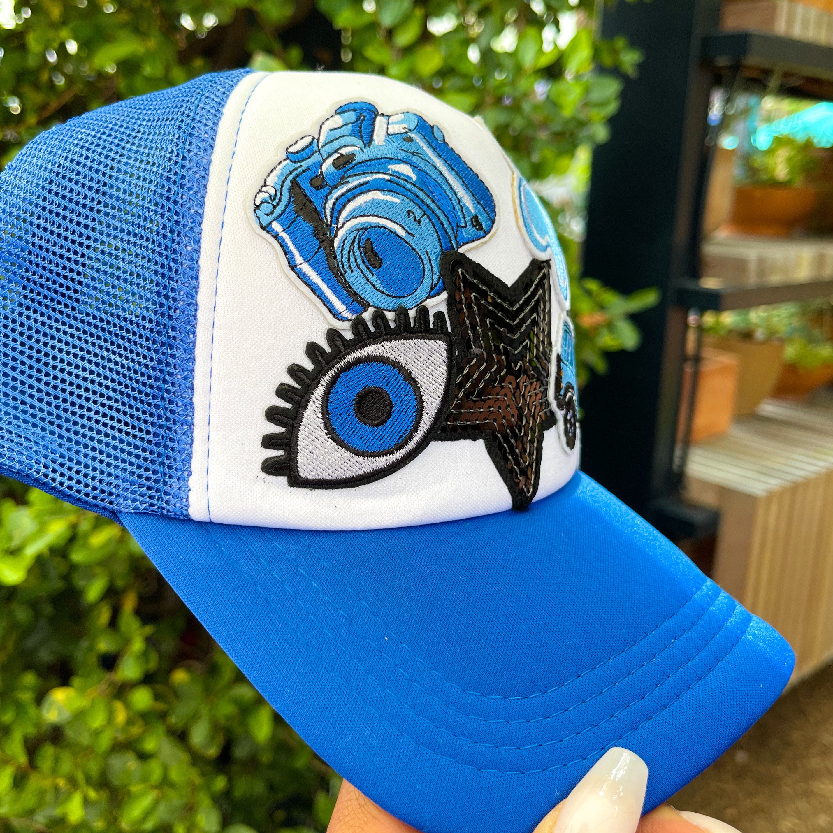Blue Truck Hat Custom Trucker Hat With Patches Fun Cap Trendy Design ...