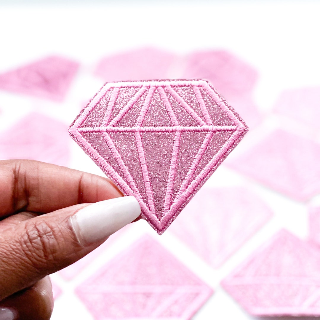 Pink Diamond Glitter Patch Fun Iron-on DIY Patch for Trucker Caps ...