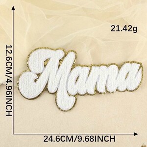 Mama White Chenille Patch Mama Patch With Gold Glitter Mama Cursive ...