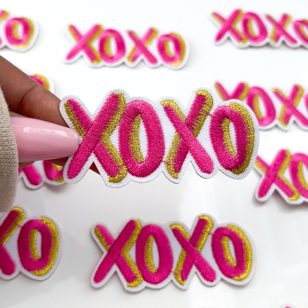 XOXO Pink Patch Cute Retro Embroidered Badge for Jackets Backpacks Trucker Hats Caps Iron-on DIY ...