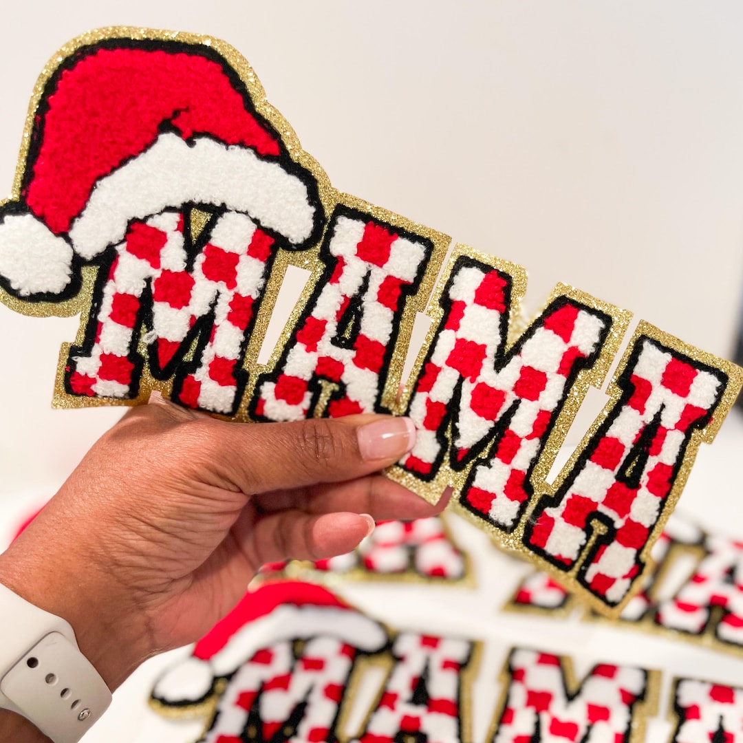 Chenille Patch Christmas Sweatshirt Patch for Christmas Shirts Cute Mama Patch Christmas Patches ...