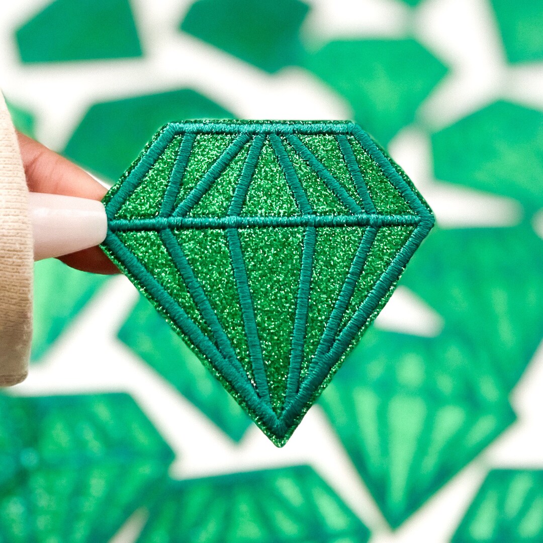 Green Diamond Glitter Patch - Fun Iron-on DIY Patch for Trucker Caps ...