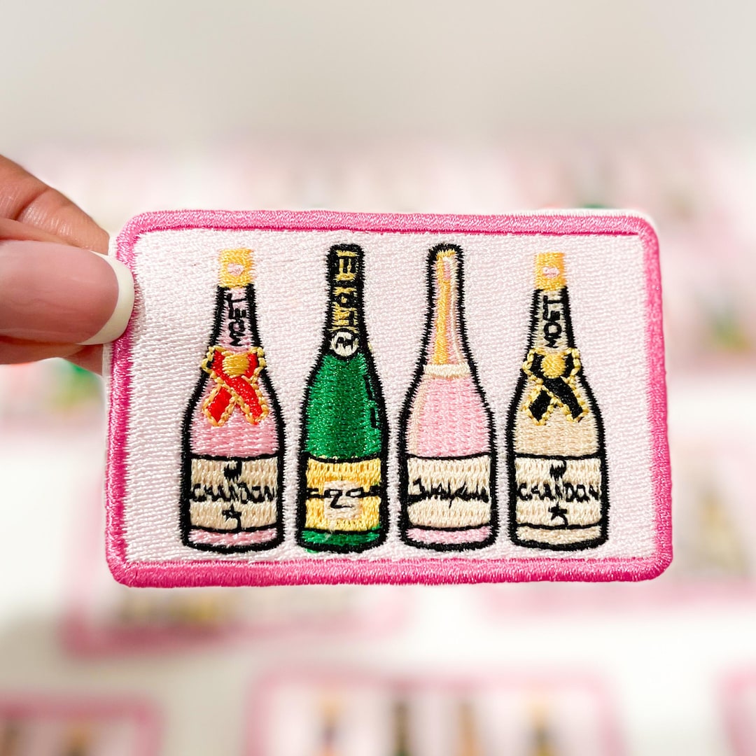 Trucker Hat Patches Champagne Patch Small Hat Patch Bachelorette Pink Preppy Patch Girly Iron on ...
