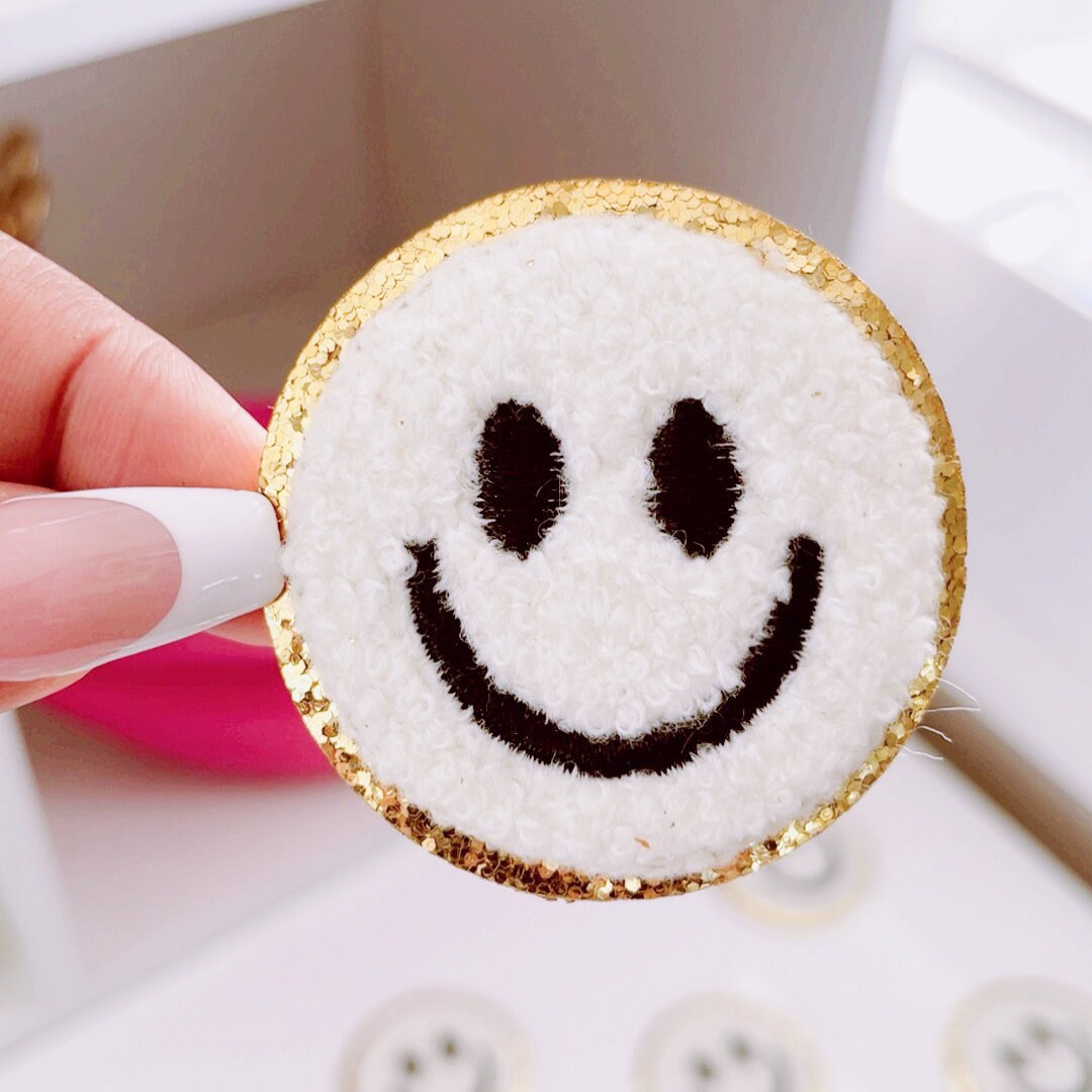 Smile Face Patch Happy Face Sew on Patch Iron on Patches Embroidered DIY Chenille Patches for ...