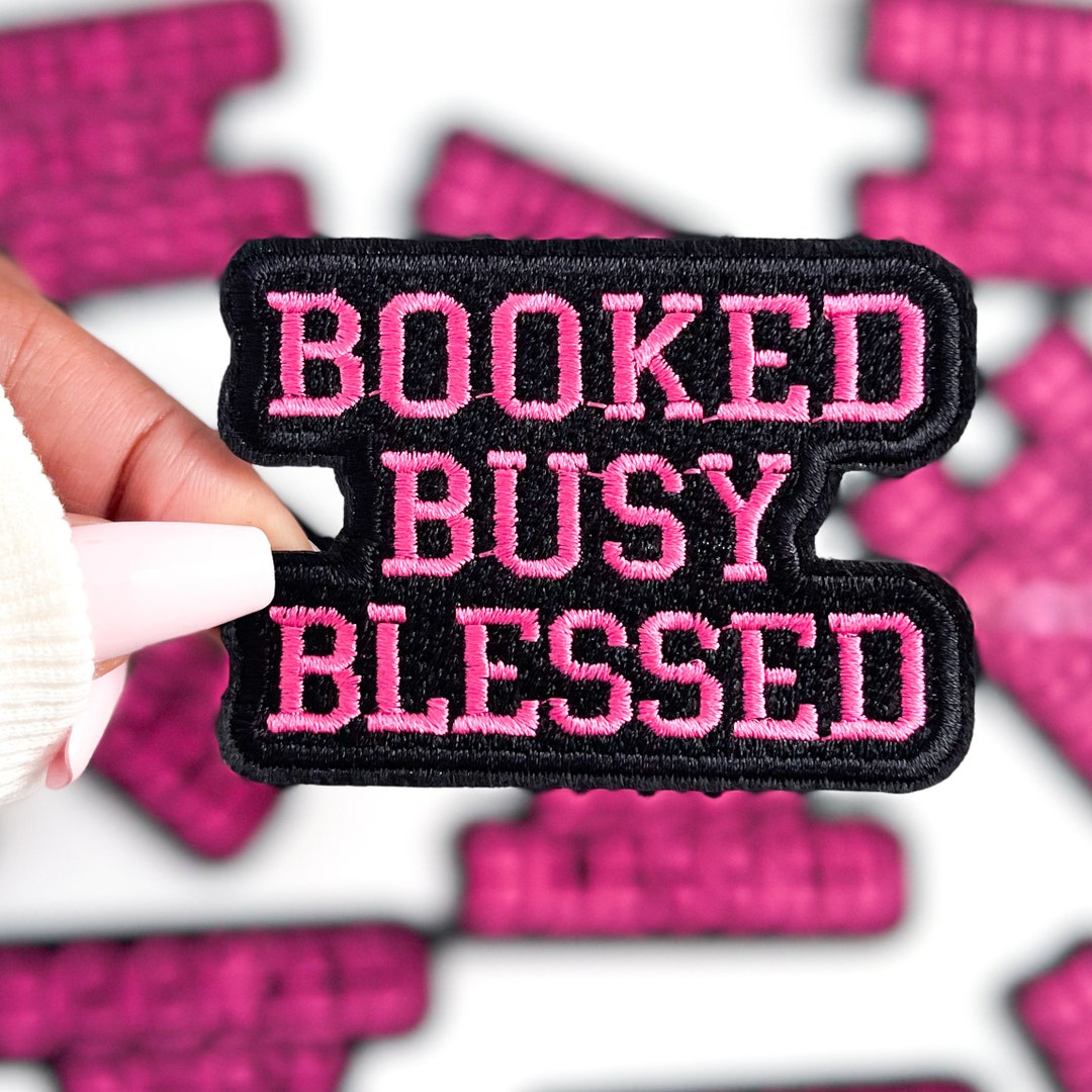 Pink and Black Booked Busy Blessed Patch for Trucker Cap Iron-on Preppy Patch Pretty Girl DIY ...