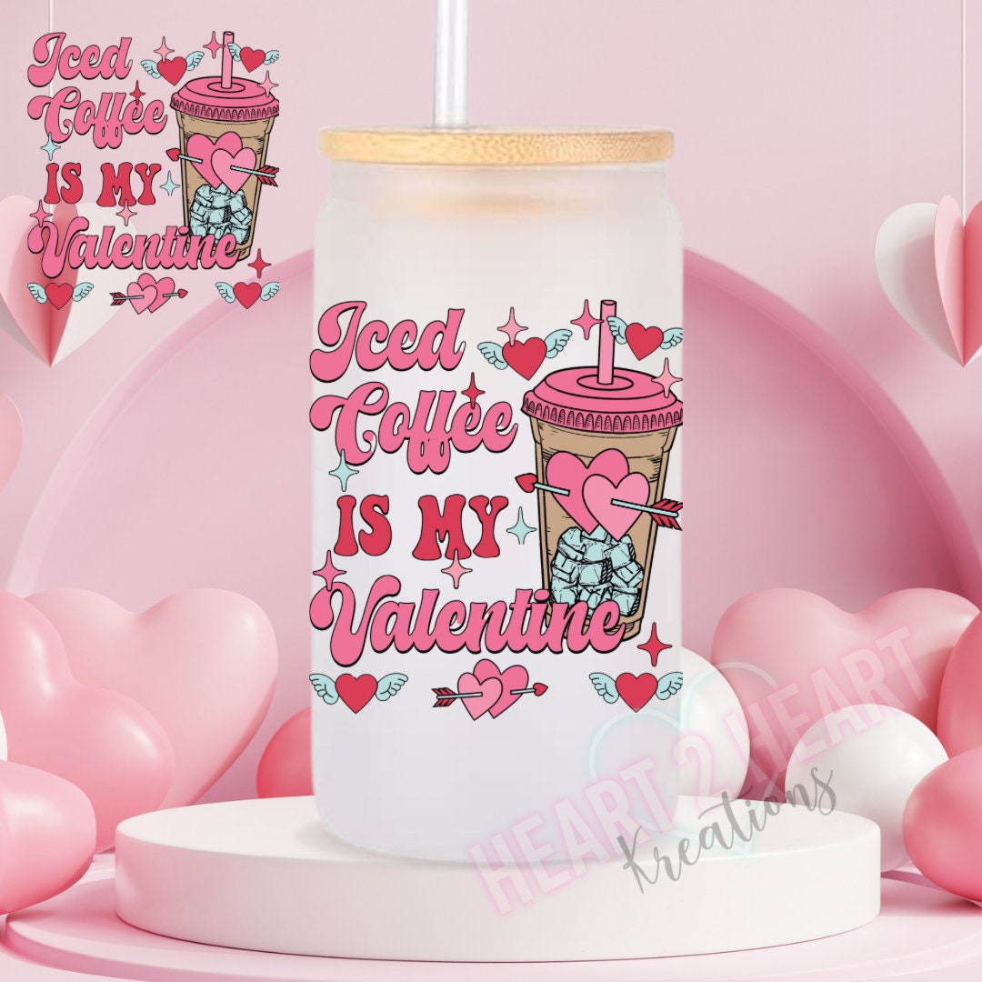 Valentines Glass Cup Wrap, Valentines Sticker, Valentines Cup Wrap ...