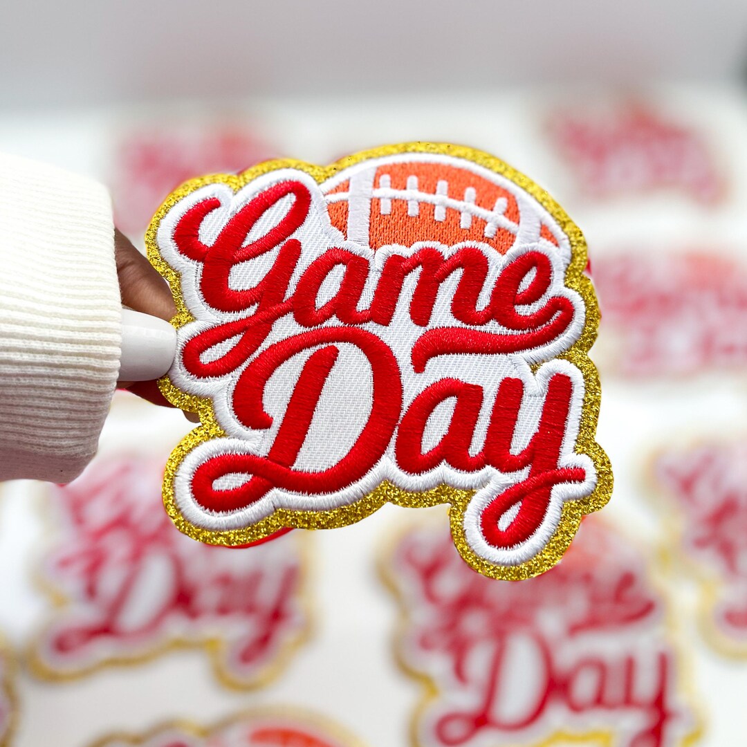 Red Game Day Patch Trucker Hat Patches Iron on Patch DIY Football Patch ...