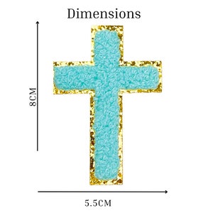 Chenille Cross Patch With Gold Glitter Cross Patch Cross Iron on Patch ...