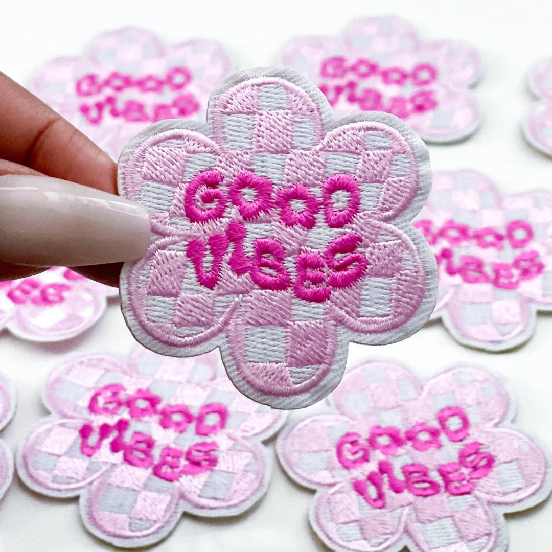 Good Vibes Patch Fun Iron-on Patch for Trucker Hats Preppy Summer Chill Trendy Embroidered DIY ...