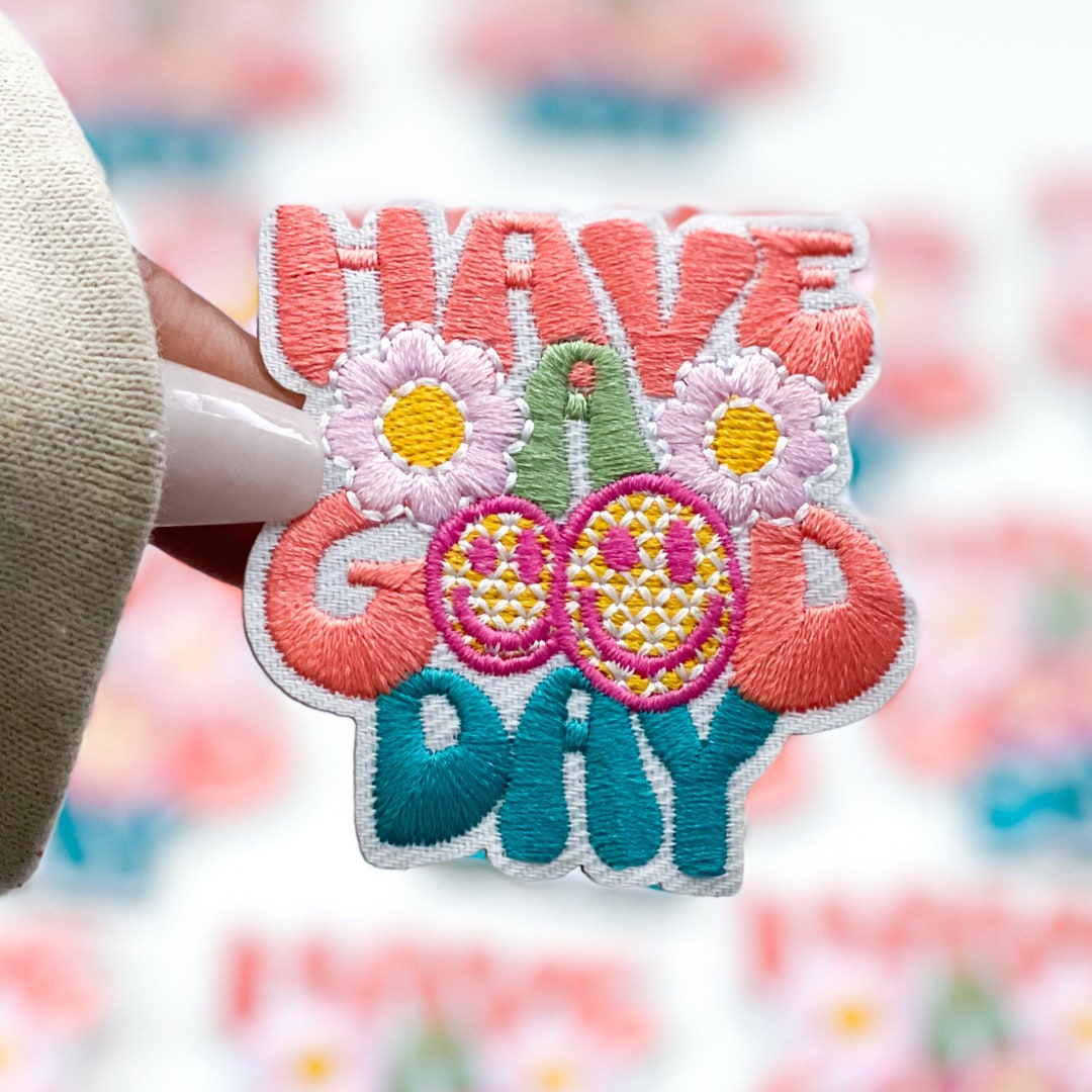 Have a Good Day Patch Fun Iron-on Patch for Trucker Hats Preppy Smiley Design Trendy Embroidered ...
