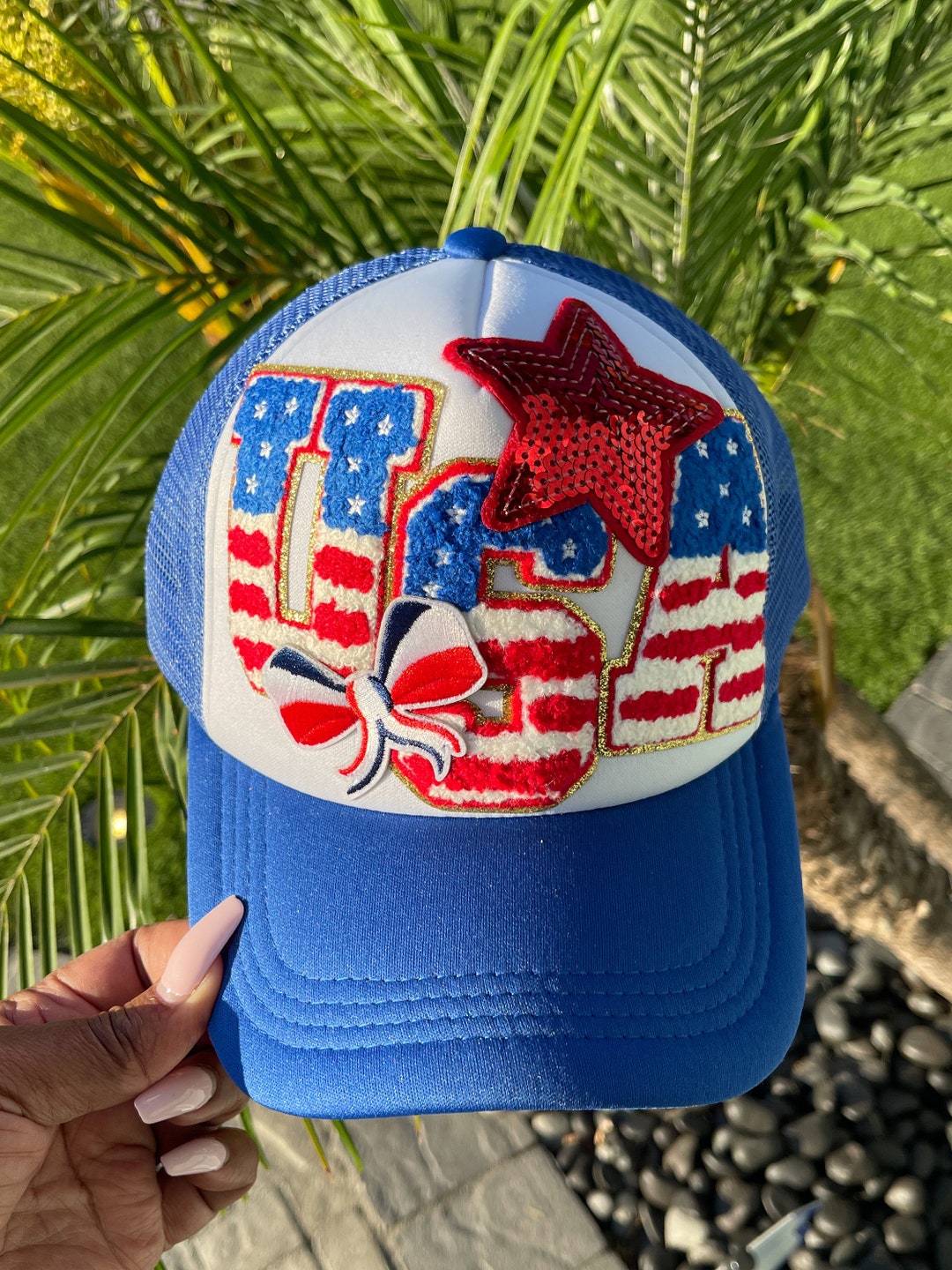 Custom USA Trucker Cap Cool American Flag Hat 4th of July Patriotic ...