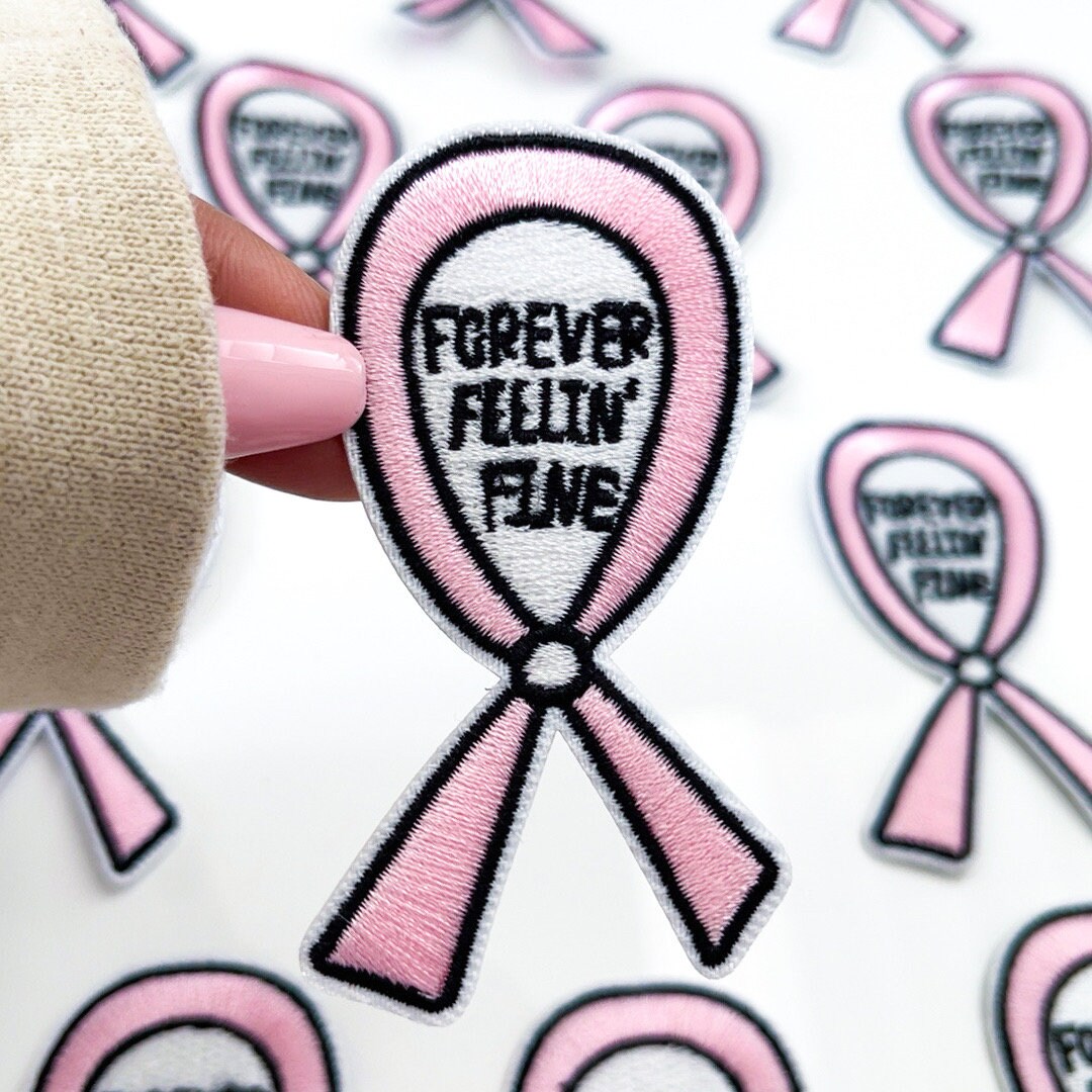 Pink Ribbon Patch Iron on Forever Feeling Fine Applique for Trucker ...