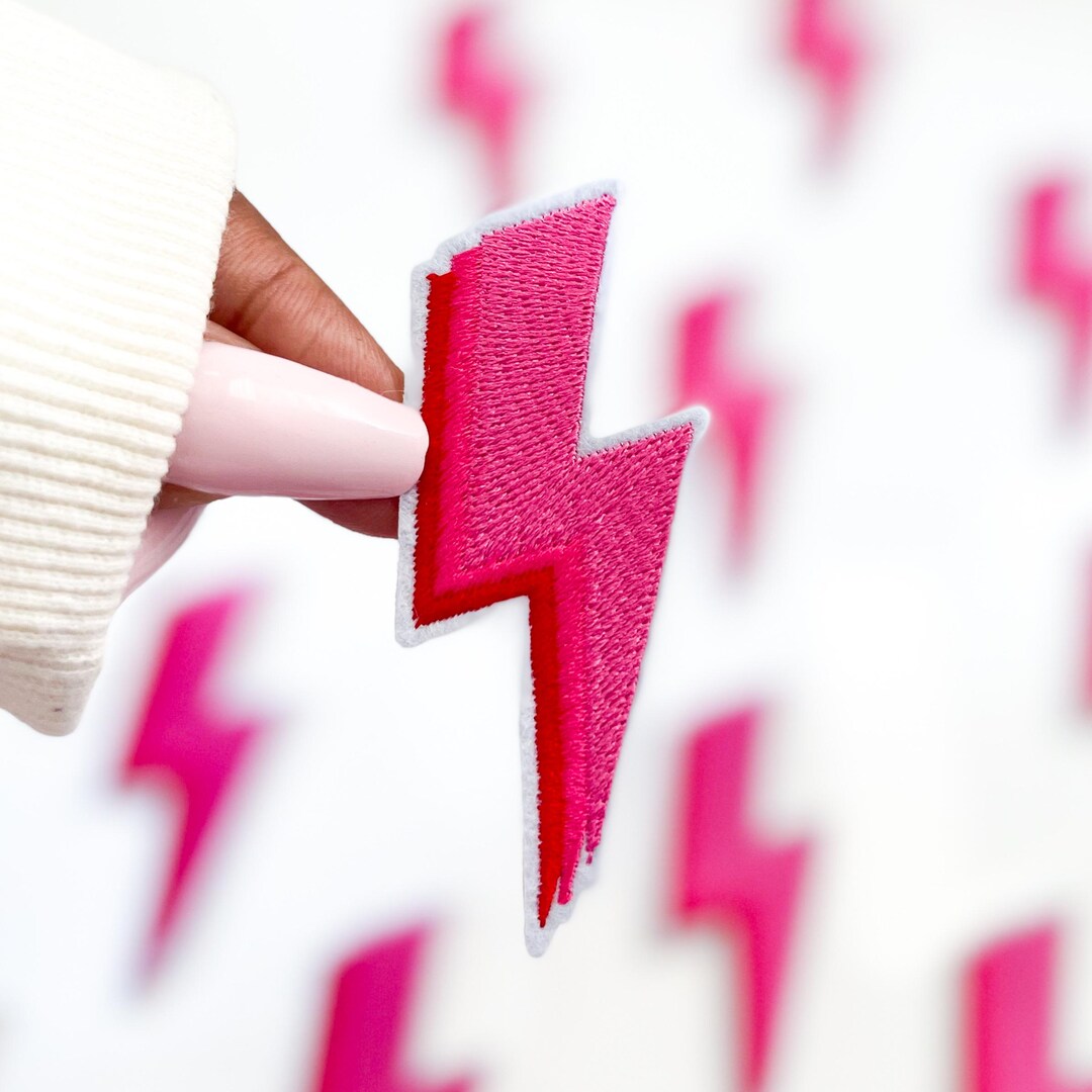 Red Pink Lightning Bolt Patch Trucker Hat Patches DIY Patch Iron-on ...