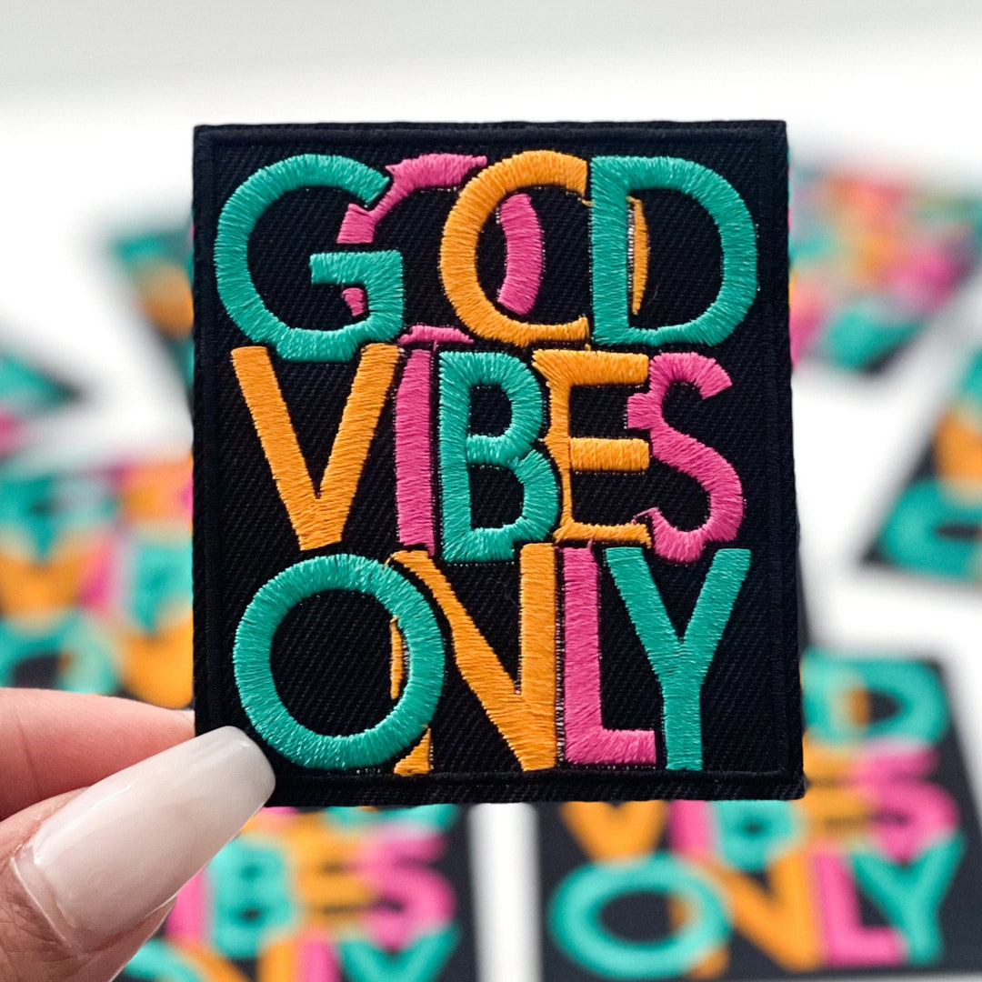 Good Vibes Patch Fun Iron-on Patch for Trucker Hats Preppy Summer Chill Trendy Embroidered DIY ...