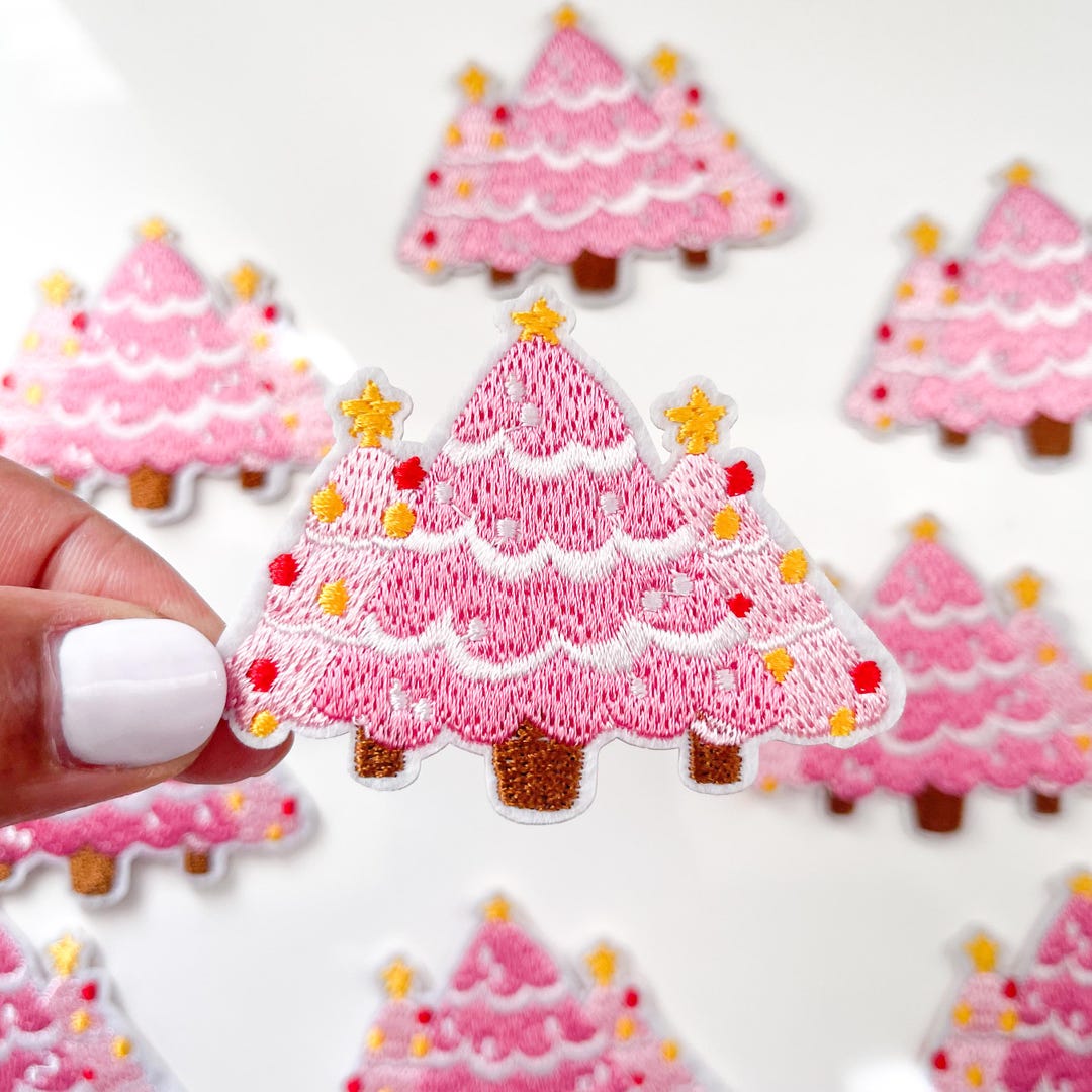 Pink Christmas Patches Tree Patch Trucker Hat Patches Unique Holiday ...