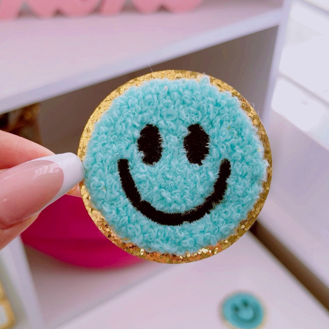 Smiley Face Iron on Patch, Smiley Chenille Patch, Embroidered Patches ...
