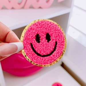 Smiley Face Iron on Patch, Smiley Chenille Patch, Embroidered Patches ...