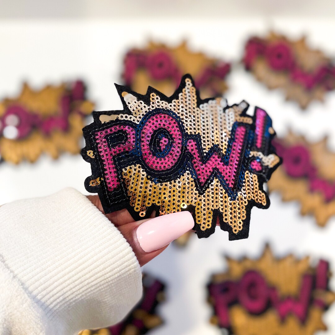 Sequin POW Patch Iron-on Patch DIY Embroidery for Trucker Hat Jacket ...
