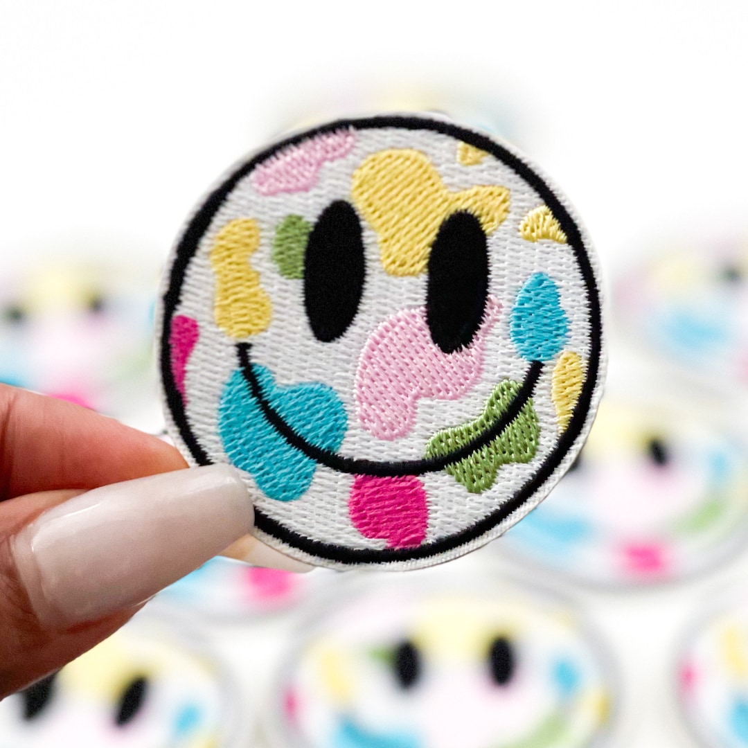 Leopard Smiley Face Patch Colorful Happy Face Iron-on Patch Trendy ...