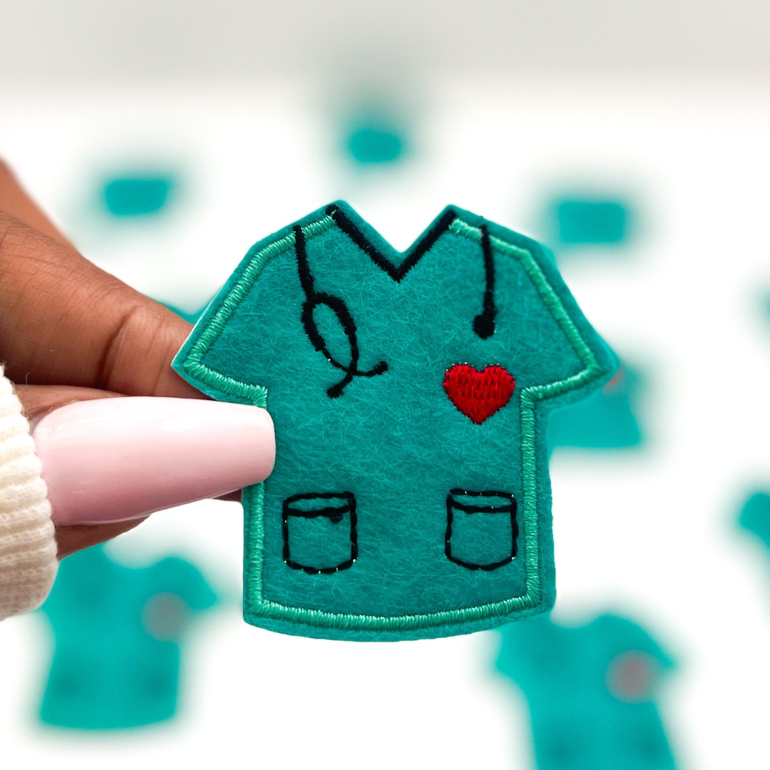 Blue Scrub With Stethoscope Embroidered Patch Iron-on Applique for DIY ...