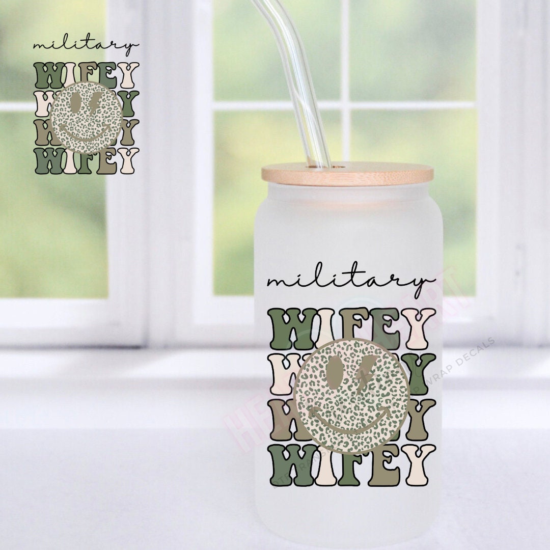 Military Wifey UV DTF Sticker, Decal for Plastic Glass Laptop, Ready to ...