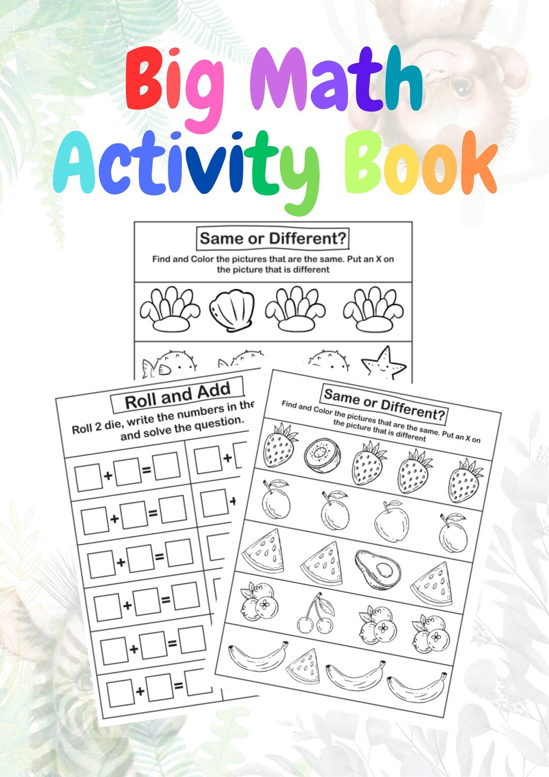 Home School Big Math Activity Workbook for Kids Digital Print Instant ...
