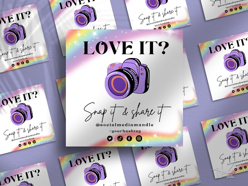 Snap and Share Card Iris Template Modern Social Media Tag - Etsy