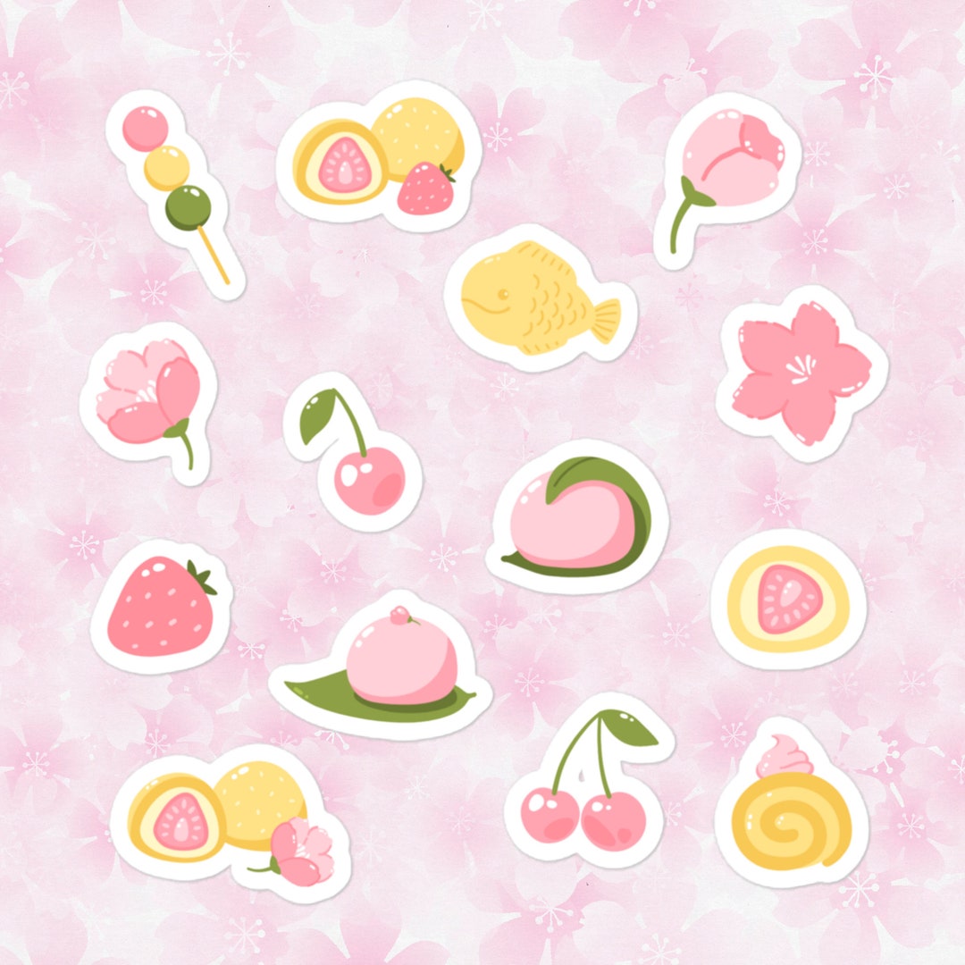 Sakura Season Sticker Sheet, Cherry Blossom Stickers, Japan Food Vinyl ...