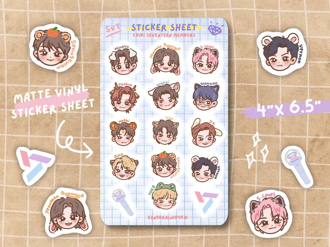 SEVENTEEN KPOP Sticker Sheet SVT Kpop Matte Vinyl Decals for Journal ...