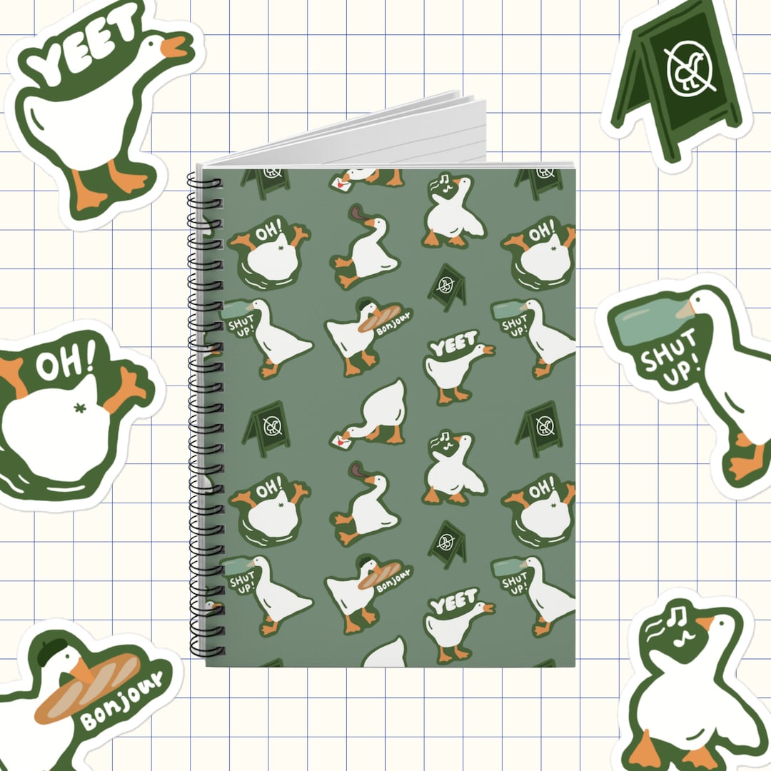 Silly Goose Notebook, Fun Animal Print Lined Journal for Class, Kawaii ...