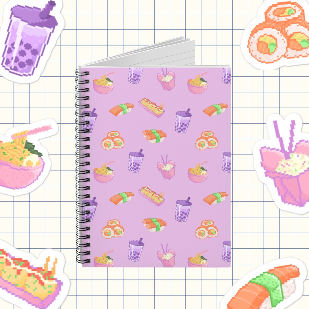 8-bit Asian Food Notebook Retro Game Style Print of Fun - Etsy