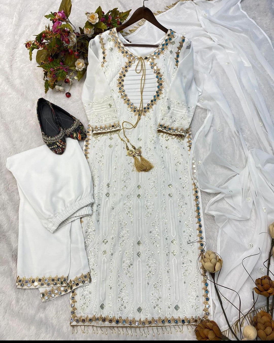 Viral Pakistani Indian Mirror Work Suit - Etsy