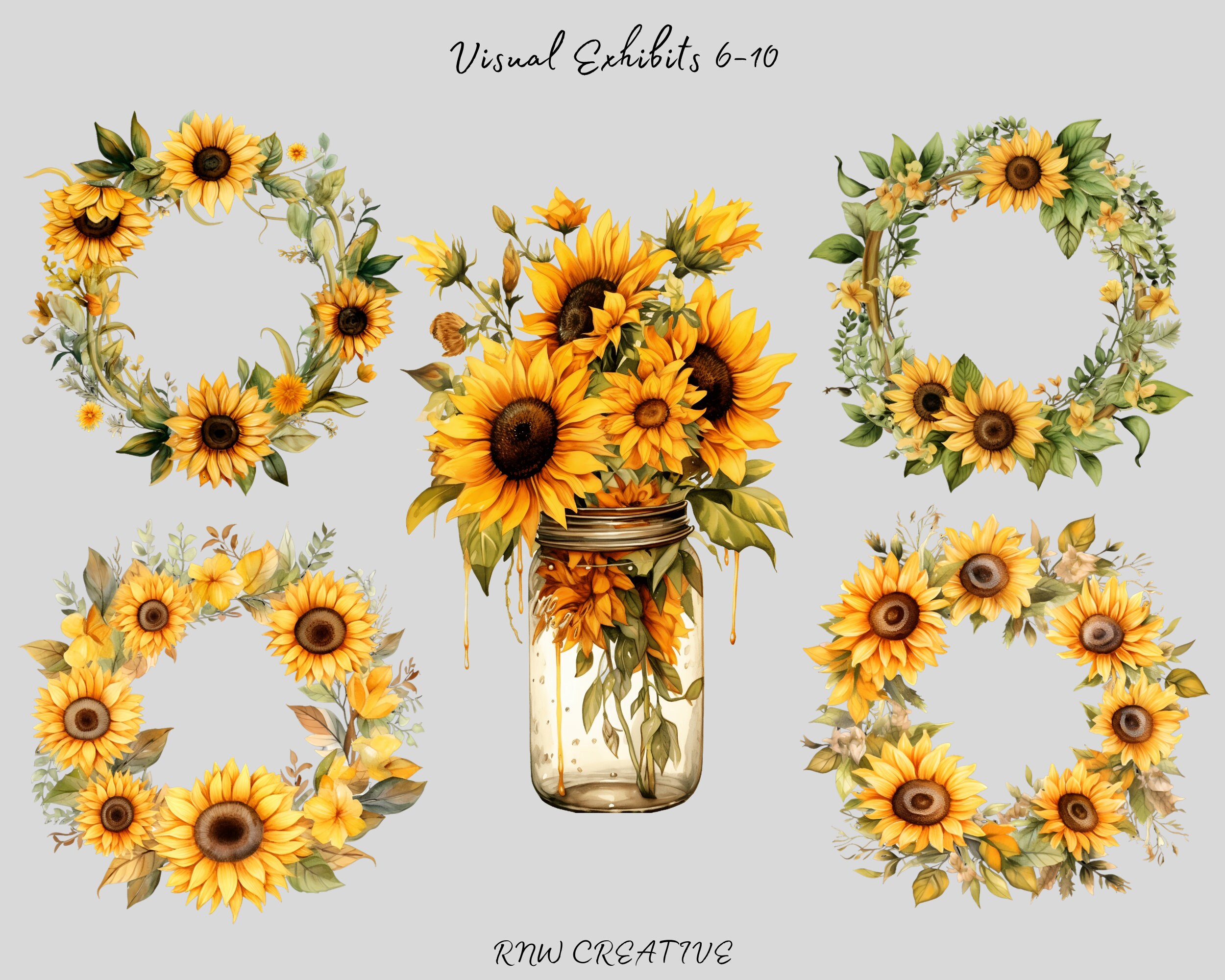 Watercolor Sunflower Clipart Set - Autumn Floral, Fall Flowers ...