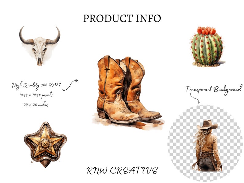 Watercolor Western Clipart - Wild West Bundle, Cowboy Set, Texas Horse ...