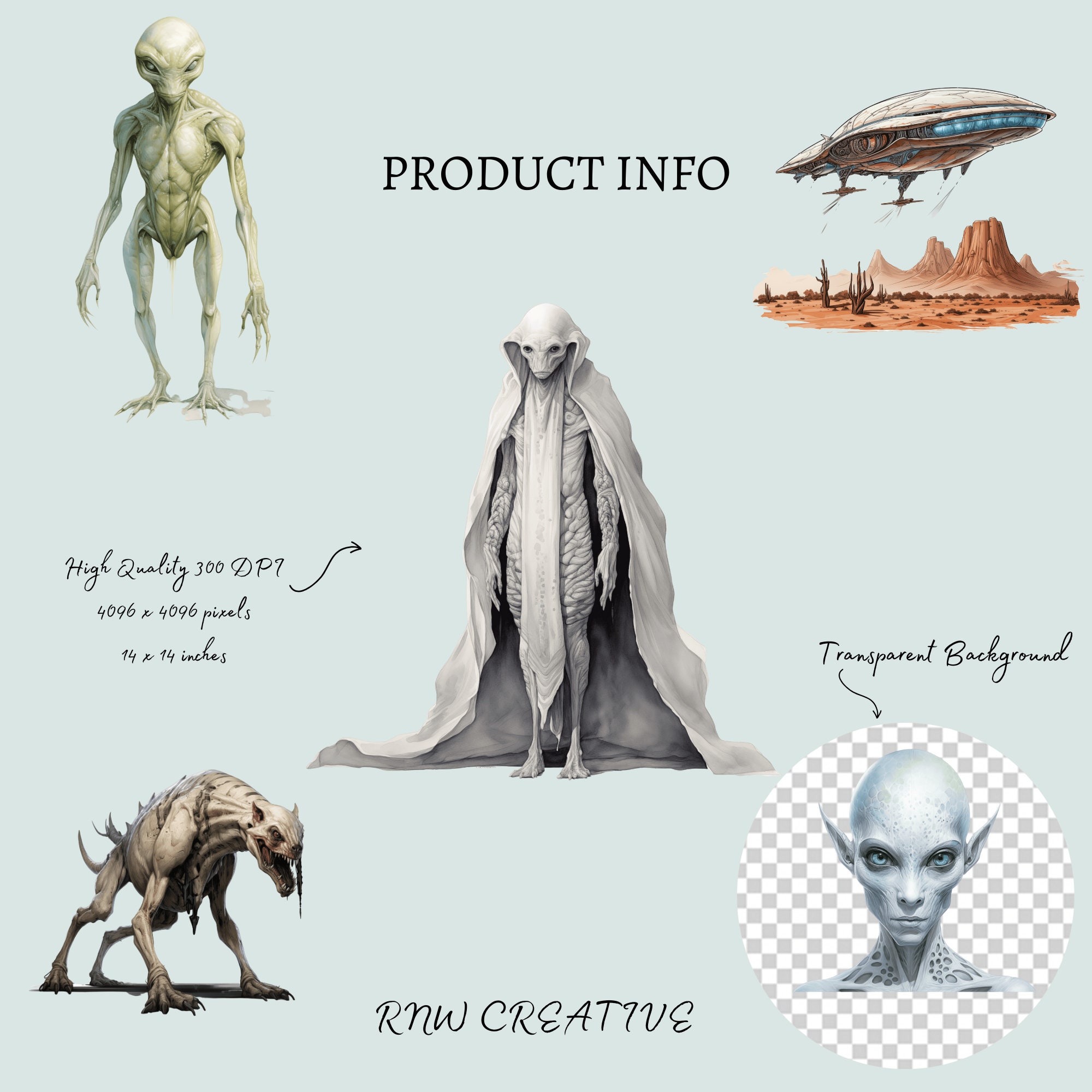 Alien Clipart Bundle | UFO, Alien Abduction, Flying Saucer, Galaxy ...