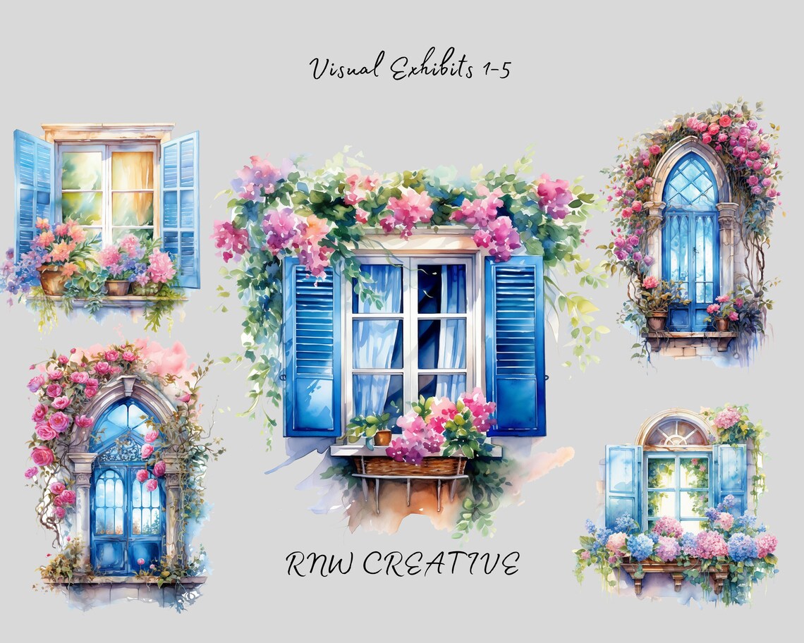 Watercolor Flower Window Clipart Bundle - Summer Floral Fantasy ...
