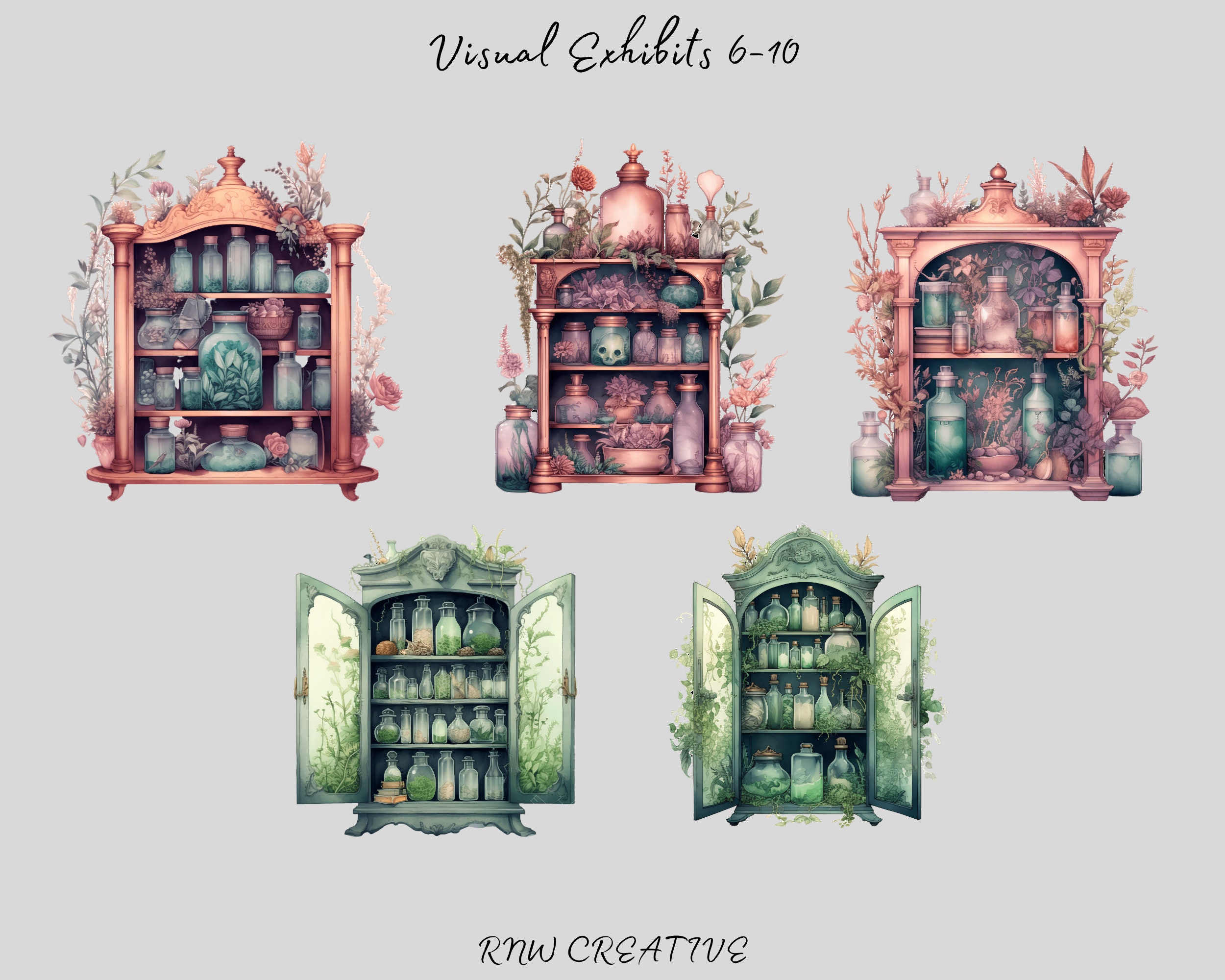 Apothecary Cabinet Clipart Bundle - Magic, Mystical, Pagan, Witchcraft ...